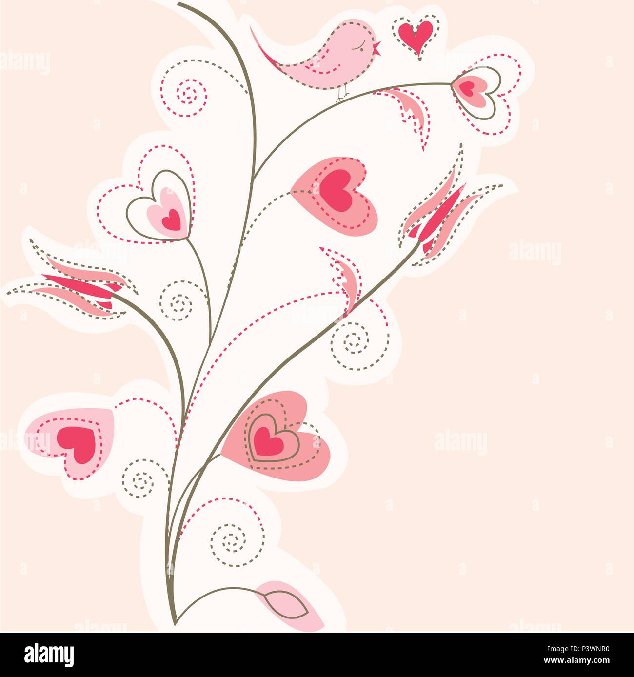 Valentine tree background, pink hearts Stock Vector Image & Art - Alamy