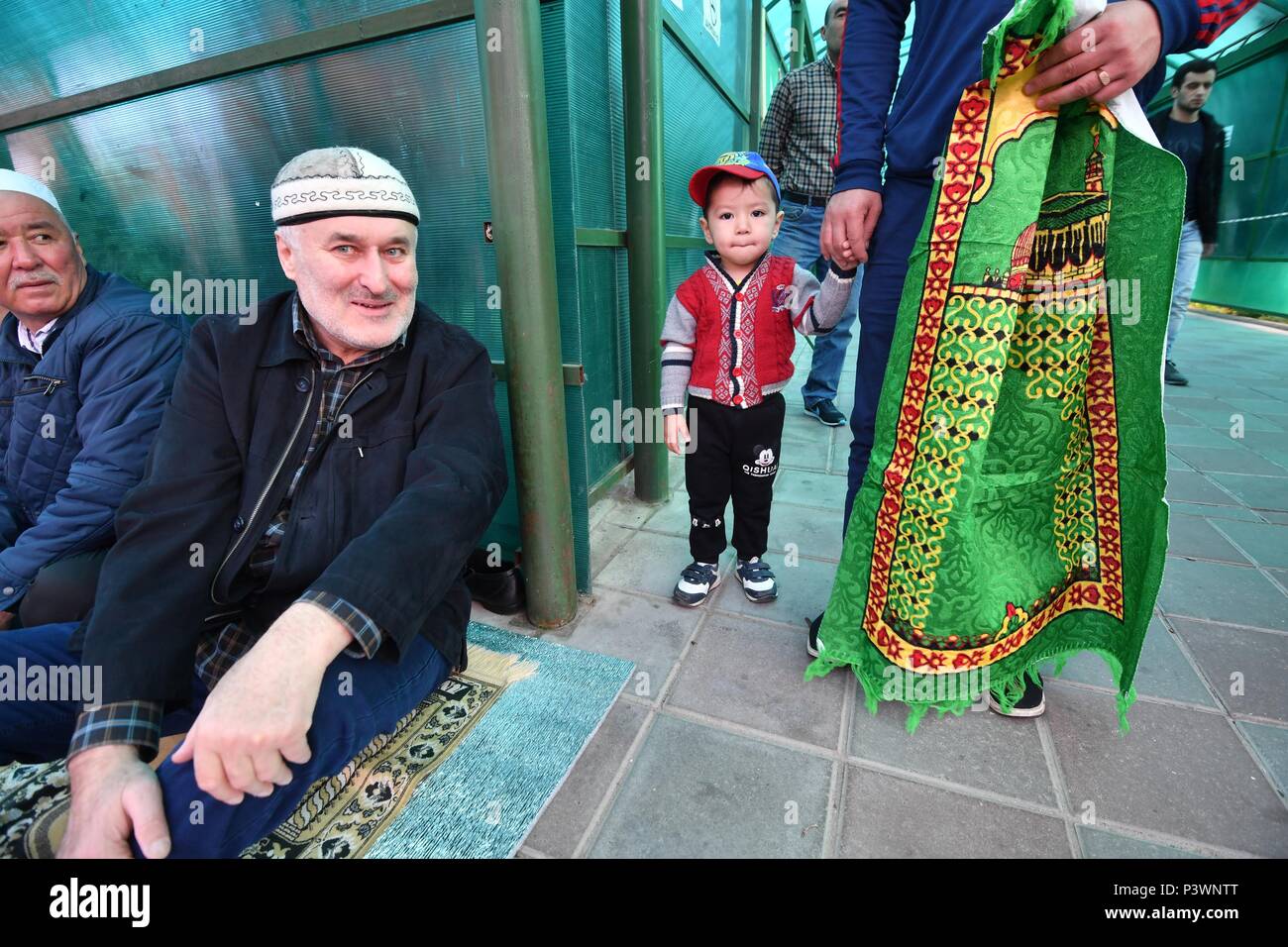 June 15, 2018. - Russia, Moscow. - Muslims during the Eid al-Fitr ...