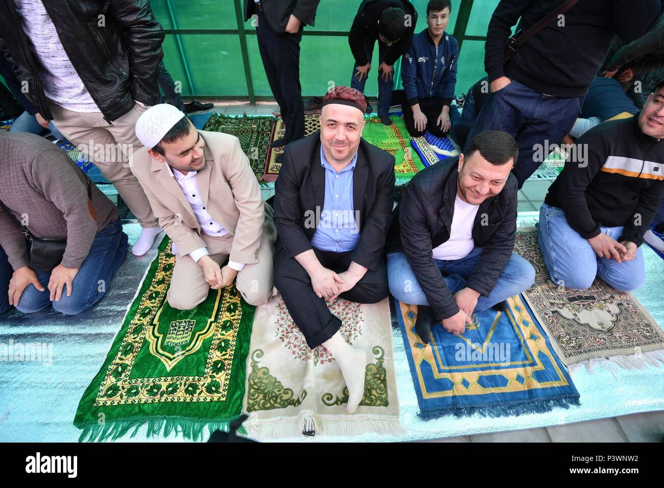 June 15, 2018. - Russia, Moscow. - Muslims during the Eid al-Fitr ...