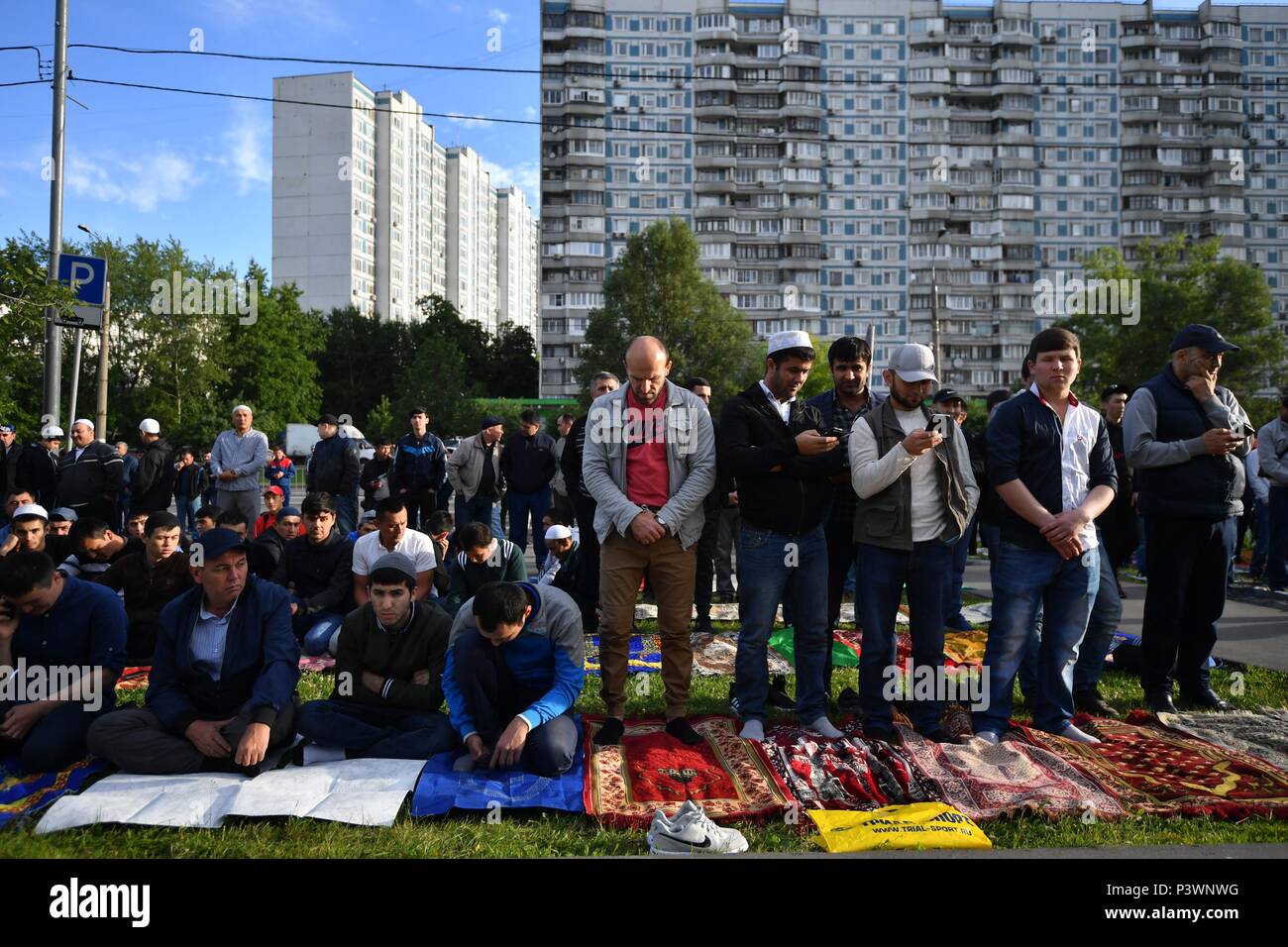 June 15, 2018. - Russia, Moscow. - Muslims during the Eid al-Fitr ...