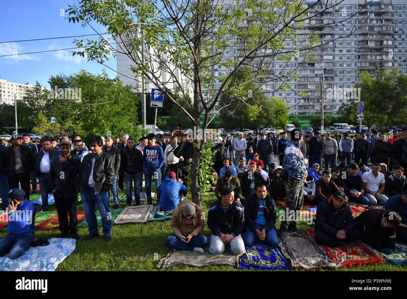June 15, 2018. - Russia, Moscow. - Muslims during the Eid al-Fitr ...