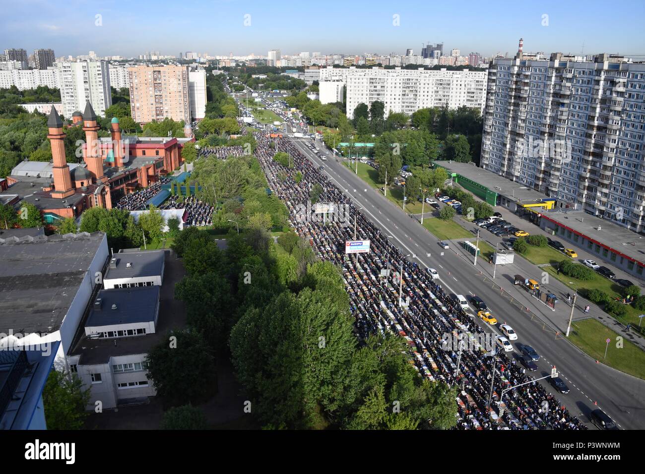 June 15, 2018. - Russia, Moscow. - Muslims during the Eid al-Fitr ...
