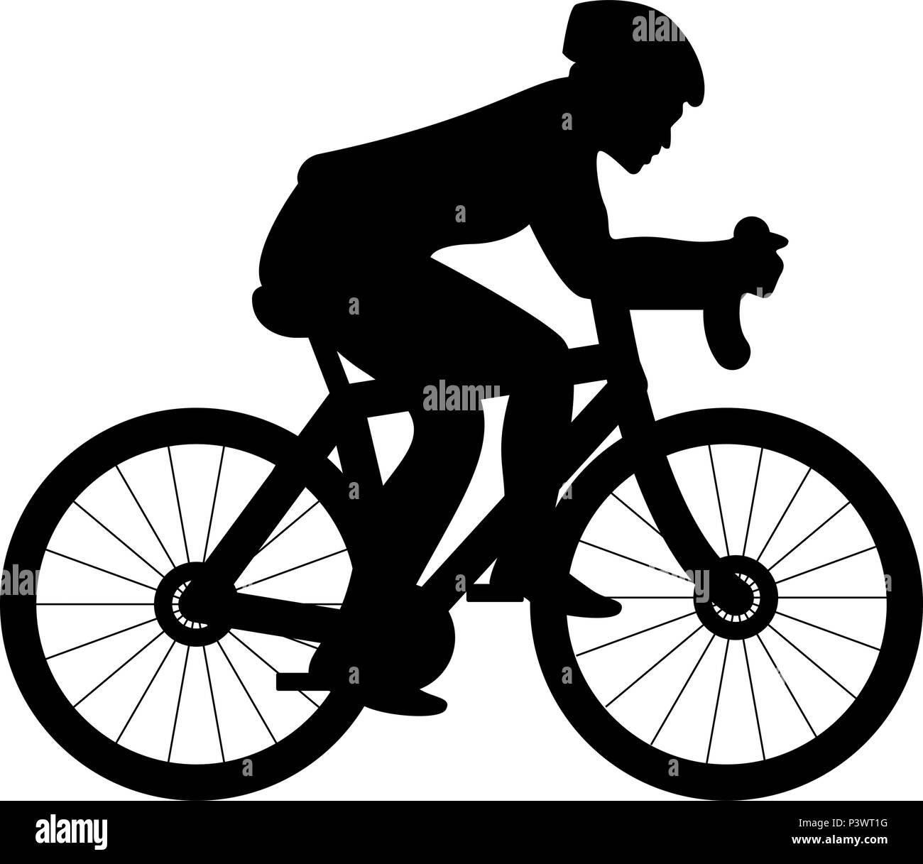 Cyclist on bike silhouette icon black color vector I flat style simple ...