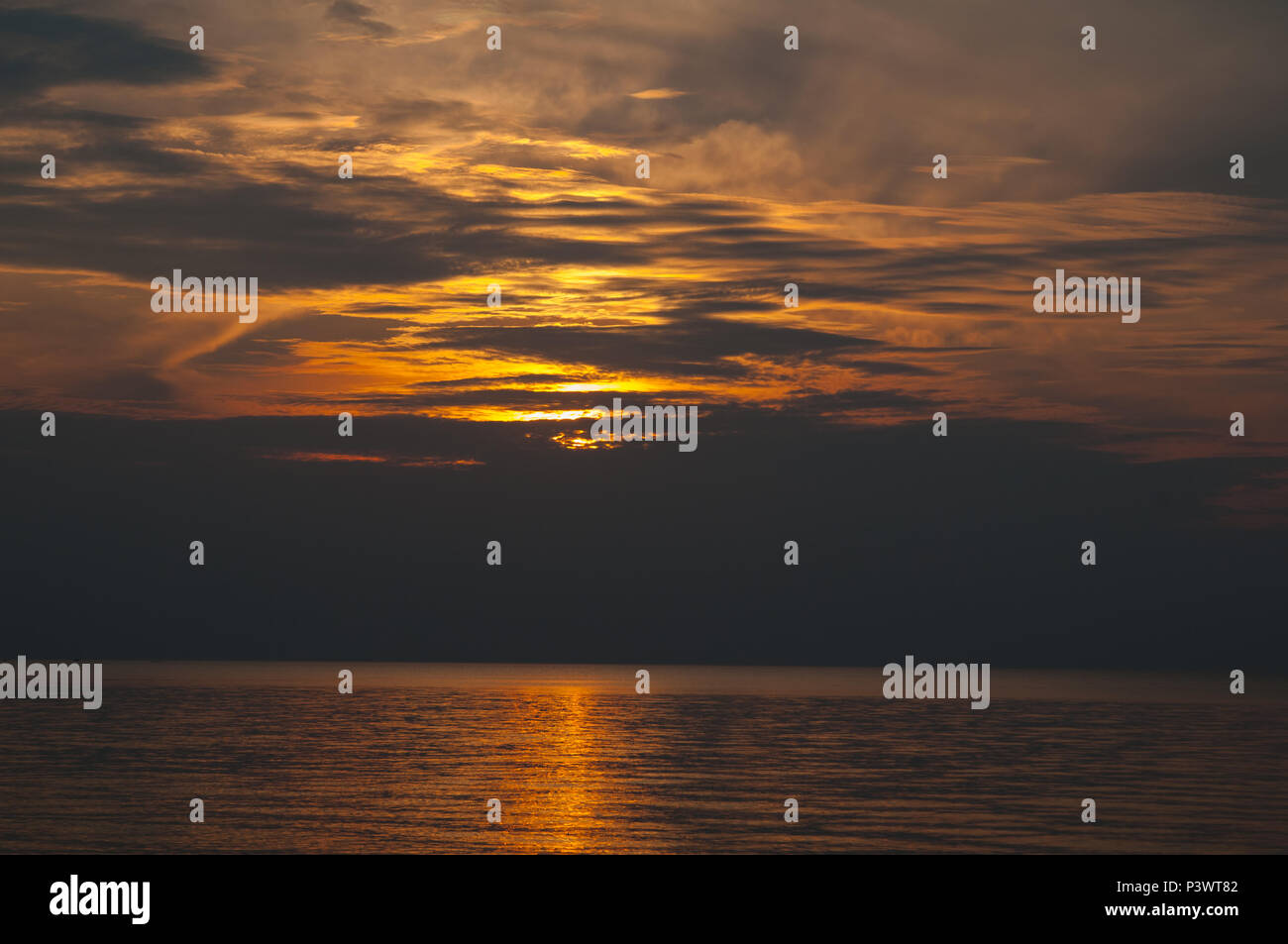 sunset over lake huron at pinery provincial park in Ontario canada ...