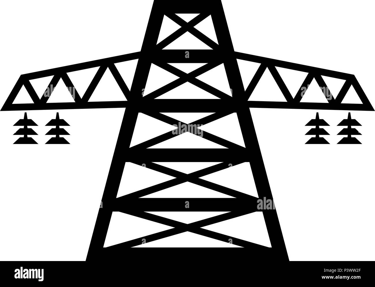 Electric pole post high voltage set line icon black color vector I flat ...