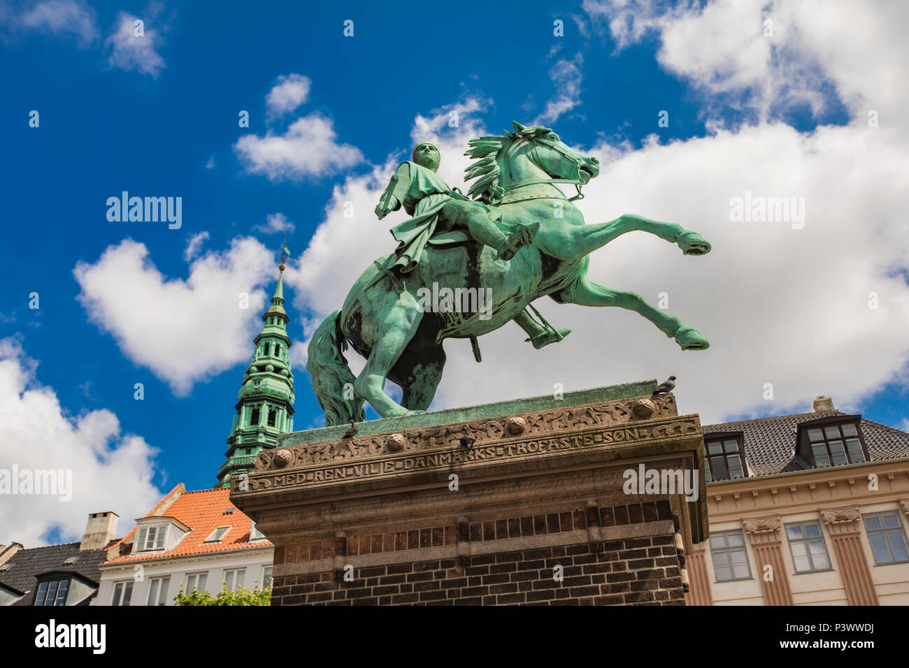 View at city founder Bishop Absalon statue in Copenhagen, Denmark Stock ...