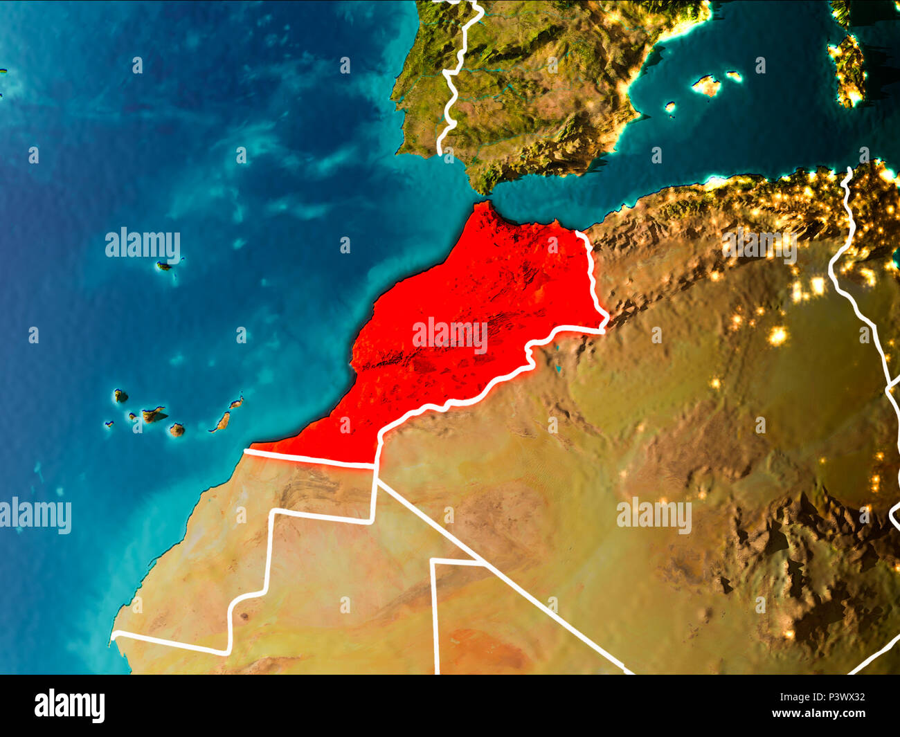 Highlighted satellite image of morocco hi-res stock photography and ...