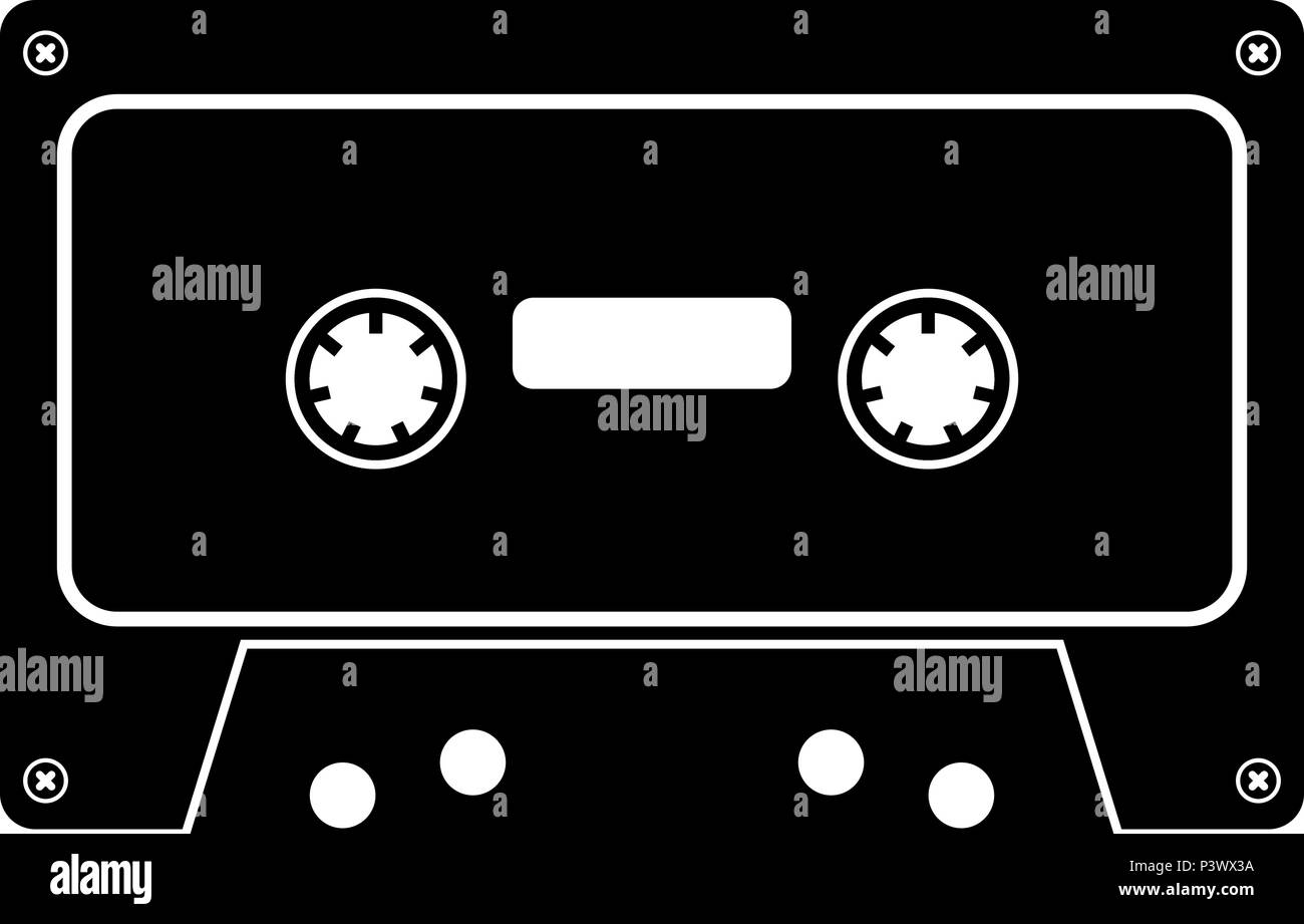 Retro audio cassette icon black color vector I flat style simple image ...