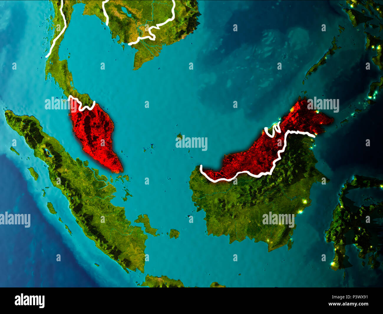 Highlighted satellite image of malaysia hi-res stock photography and ...