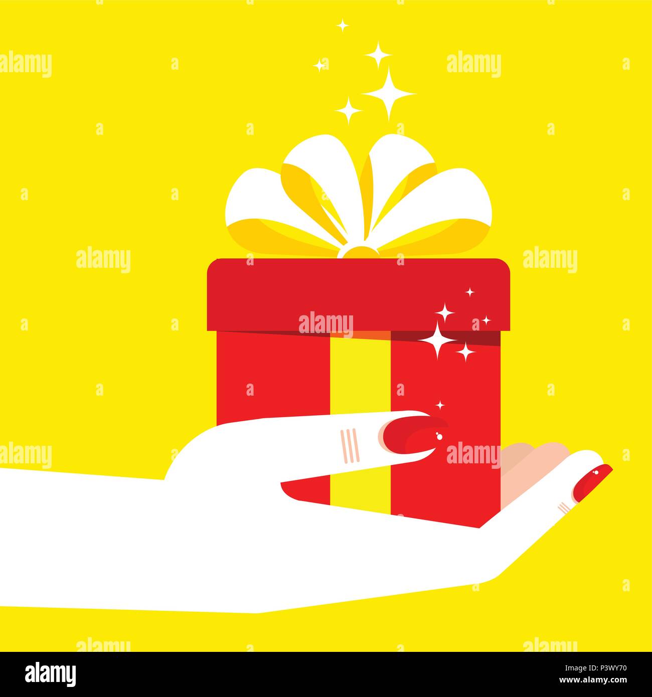 Woman wrapping gift white Stock Vector Images - Alamy