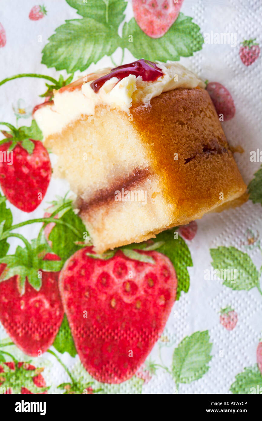 piece of M&S Strawberry & Cornish Clotted Cream cake on serviette ...
