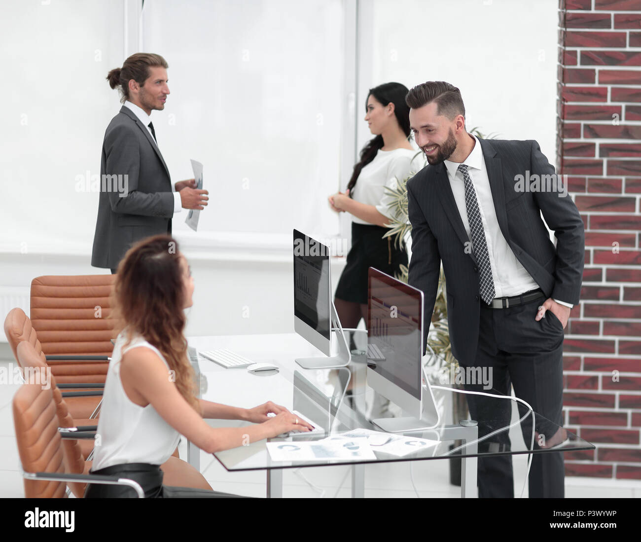 employees in the workplace in the office Stock Photo - Alamy