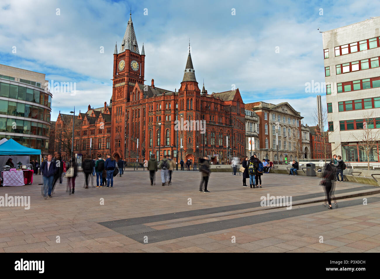 Multiple exposure image of students around the Liverpool University ...