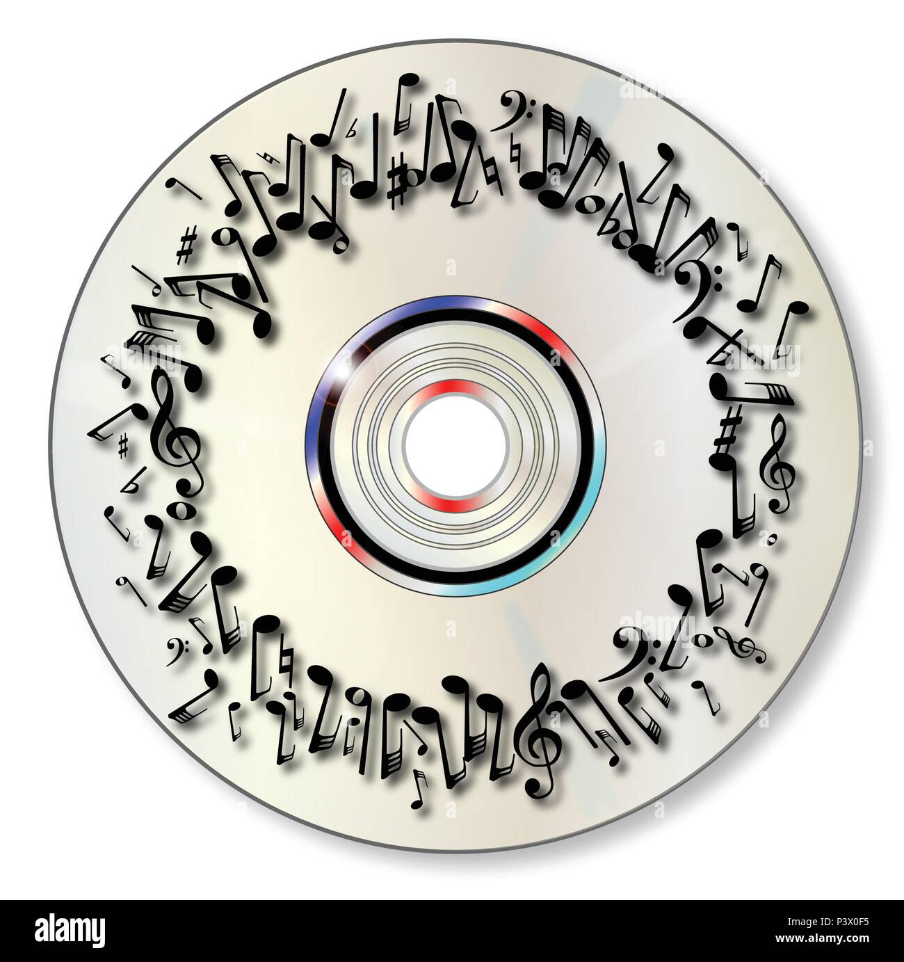 A musical DVD over a white background with musical notes Stock Vector ...