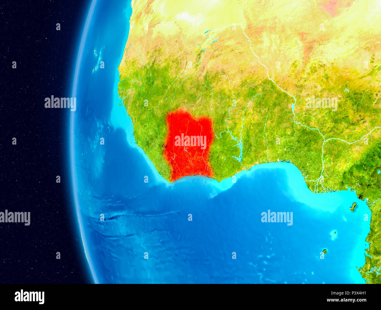 Illustration of Ivory Coast as seen from Earth’s orbit on planet Earth ...