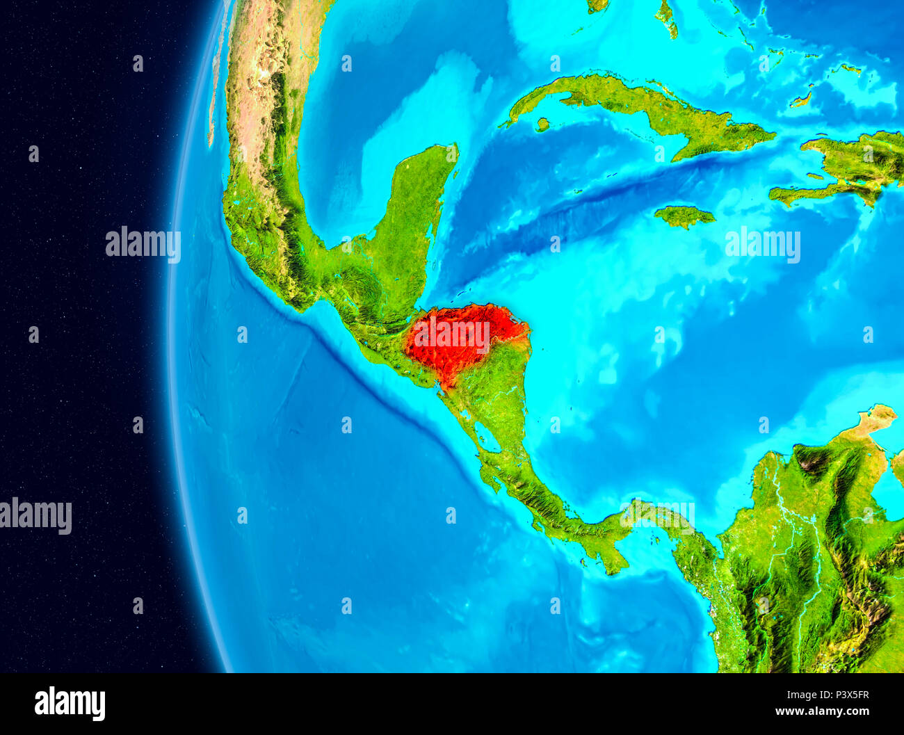 Illustration of Honduras as seen from Earth’s orbit on planet Earth. 3D ...