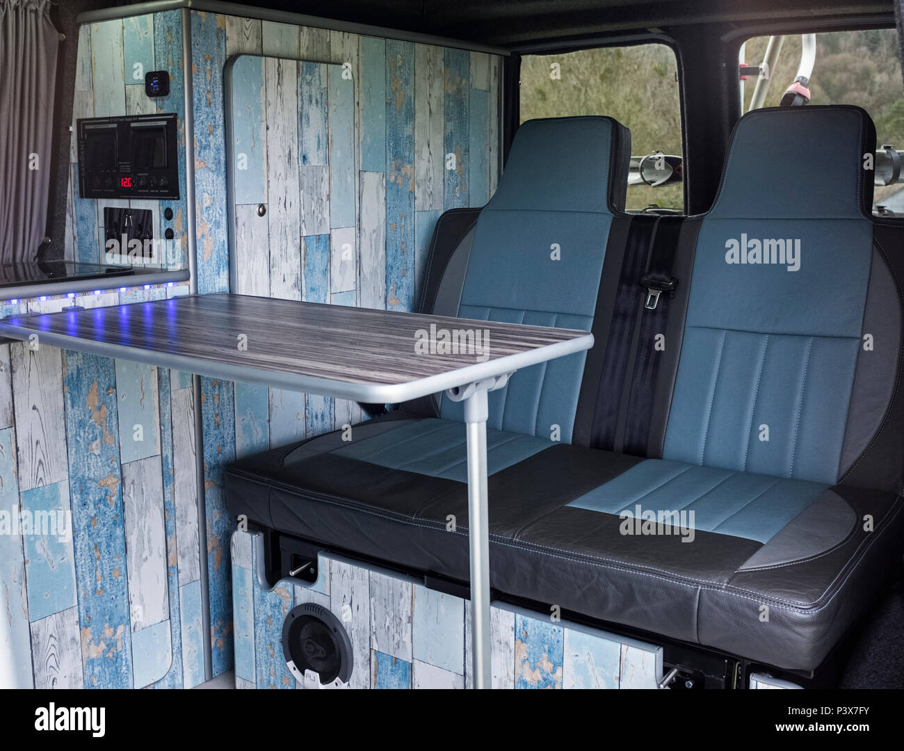 Interior of a custom Volkswagen T6 campervan Stock Photo - Alamy