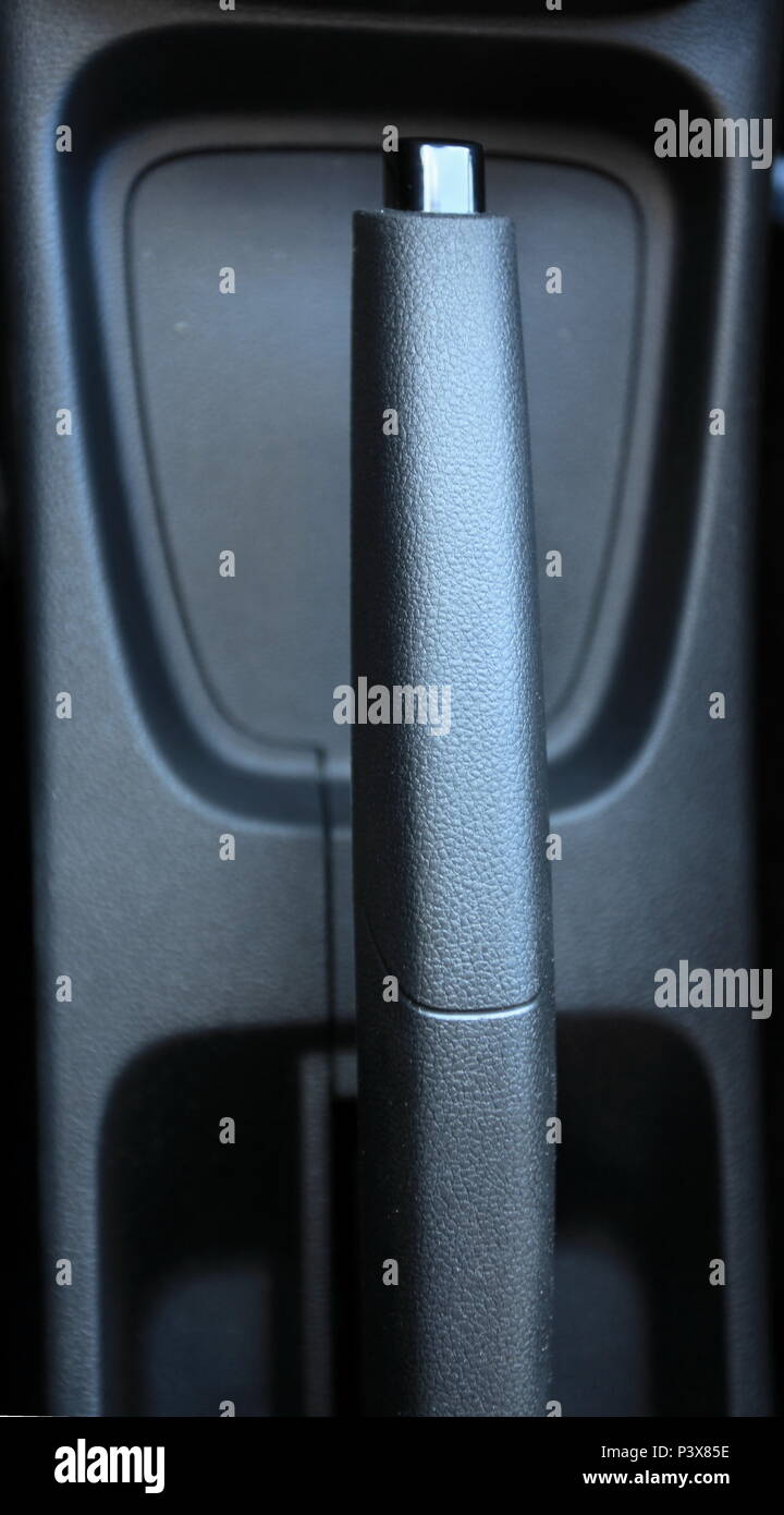 Handbrake car Interior car Stock Photo - Alamy