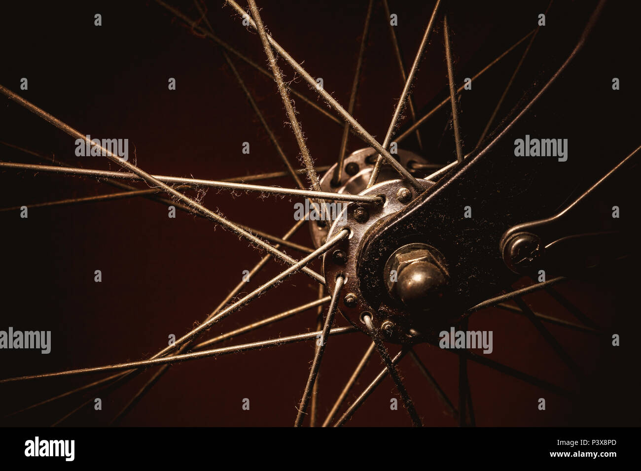 Closeup details of modern bicycle, accentuated shapes with light Stock ...