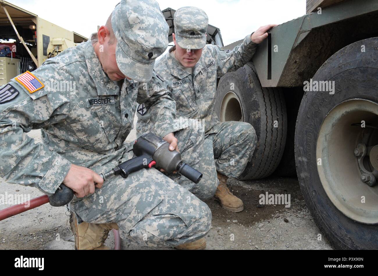 Spc. Jered Webster, 877th Engineer Battalion FSC and Sgt. Mitchell ...