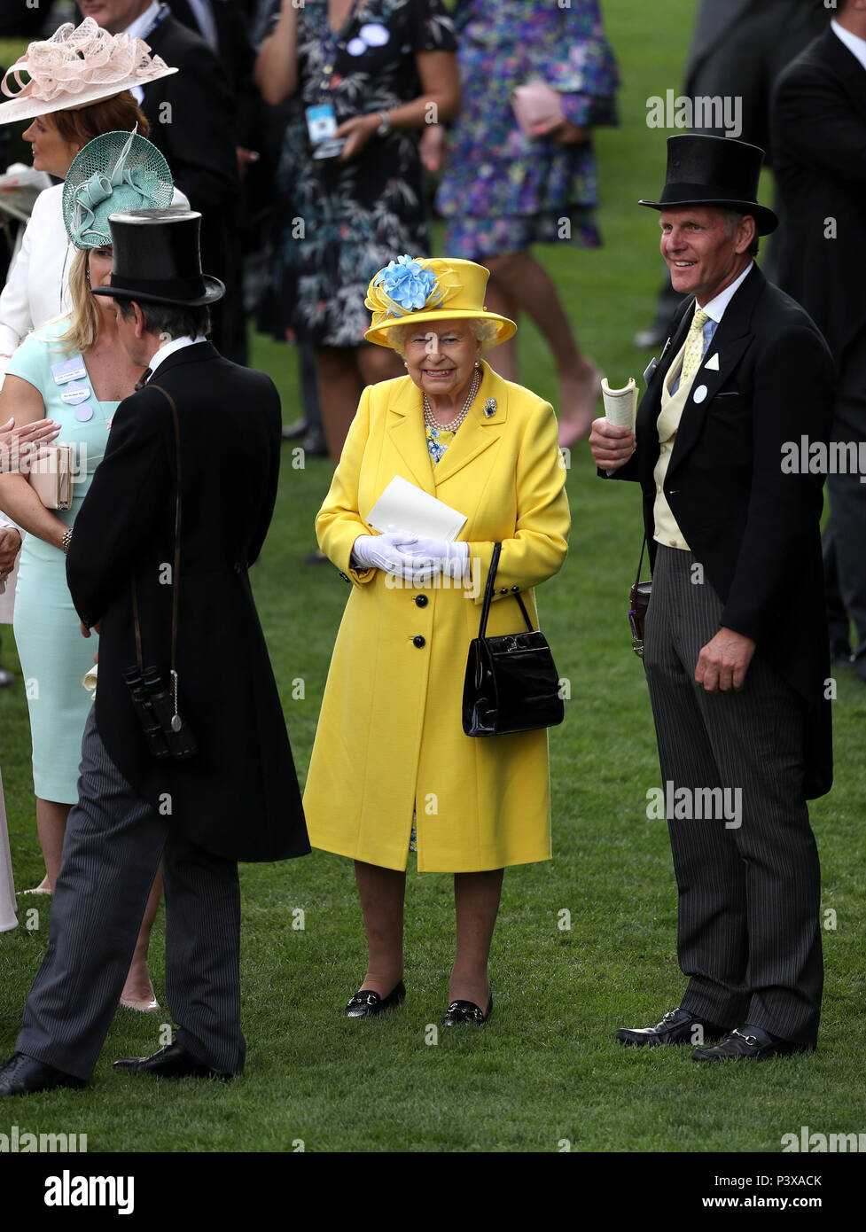 Queen Elizabeth II and Michael Bell, trainer of Fabricate before the ...