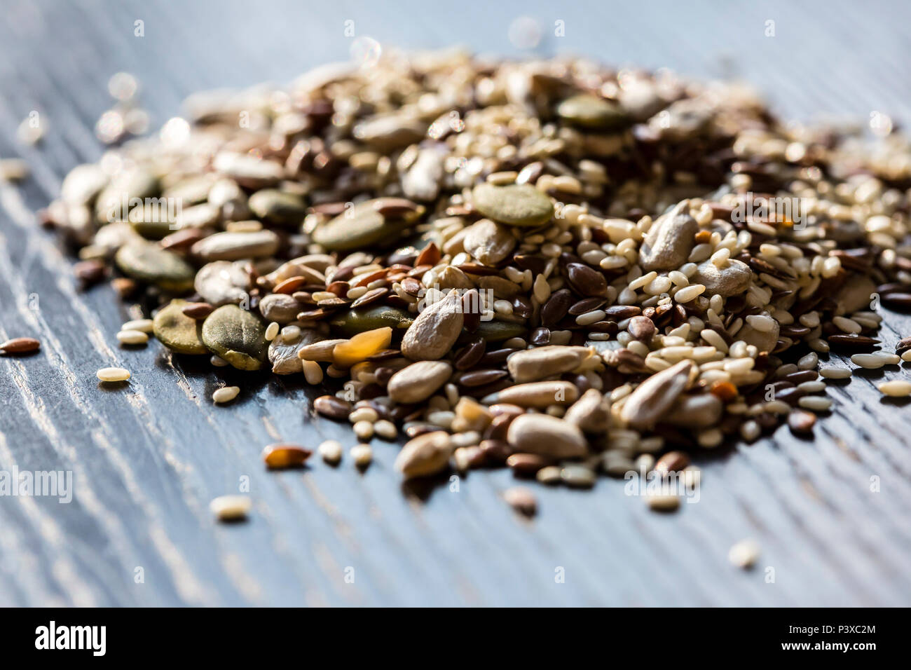 Mixed dry seeds pumpkin, sesame, sunflower, flax for healthy eating on ...