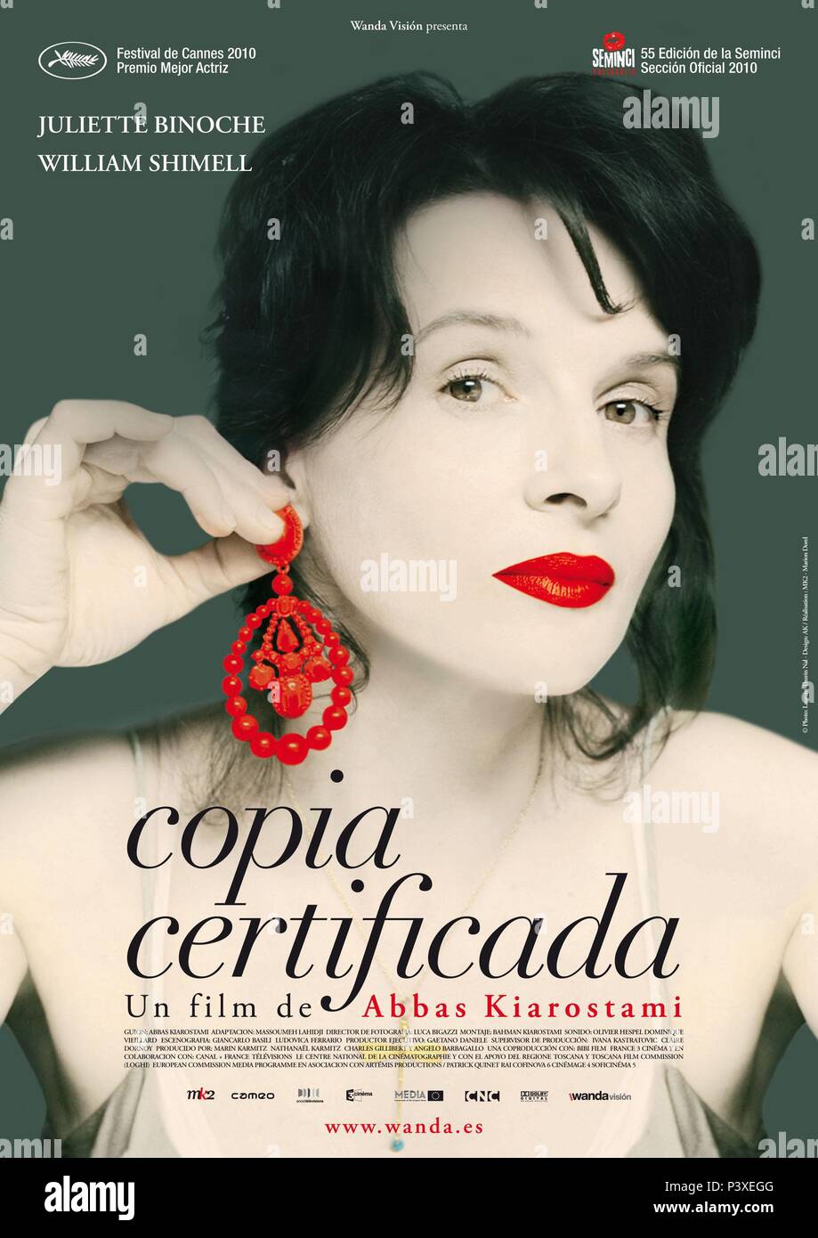 Original Film Title: COPIE CONFORME. English Title: CERTIFIED COPY ...