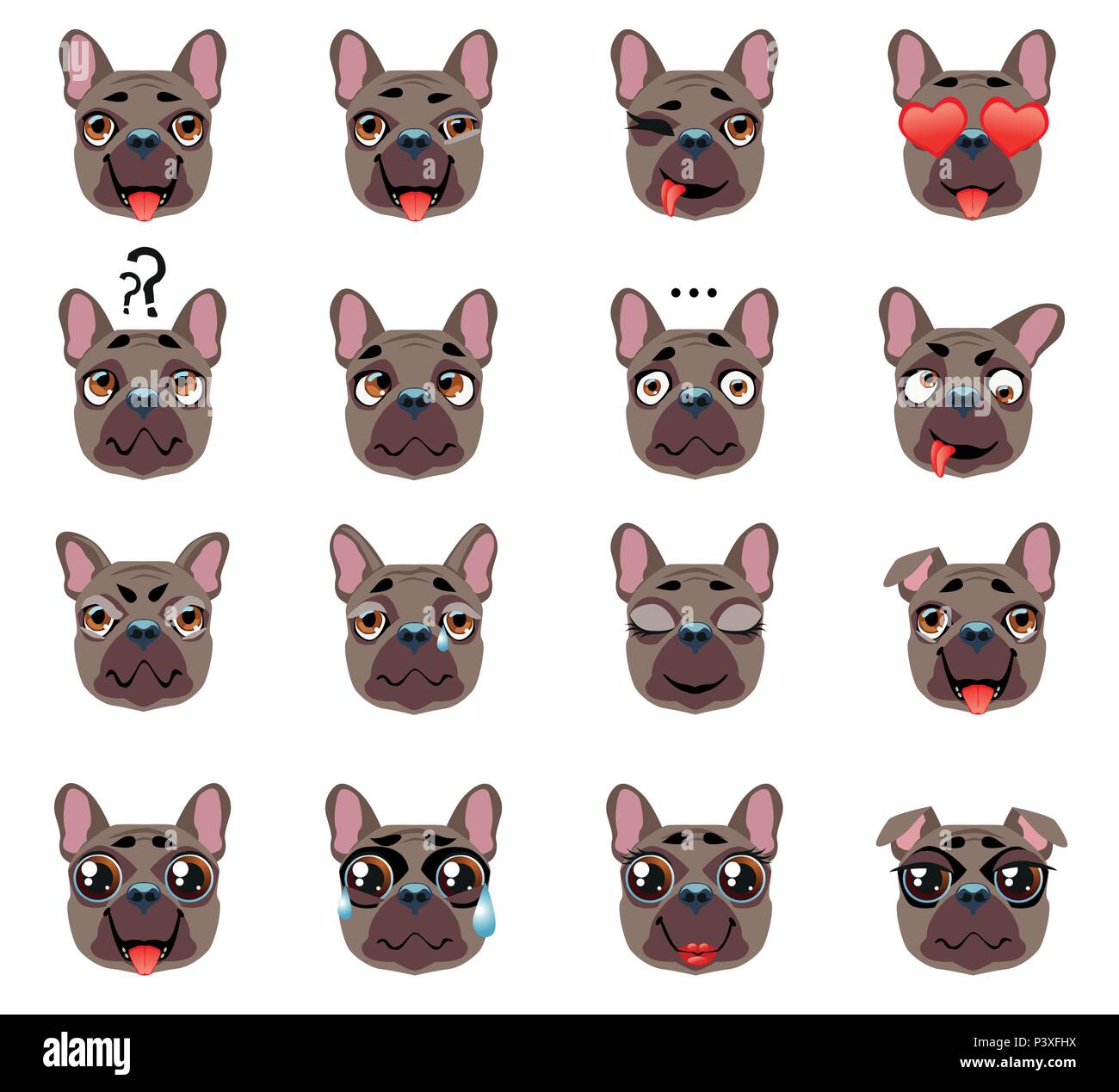 Set of vector stickers, emojis with cute dog Stock Vector Image & Art ...