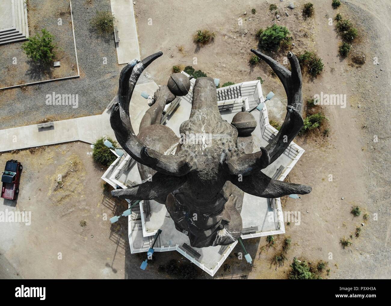 Giant dancing statue Yaqui or dance of the deer of the indigena ethnic ...