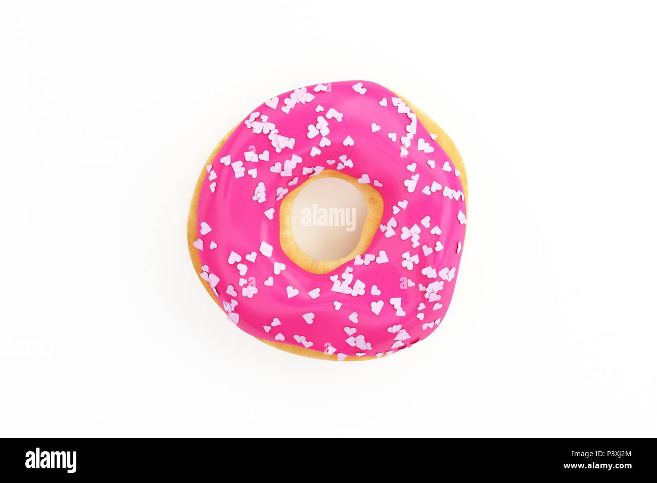 Donut with colorful sprinkles isolated on white background. top view ...