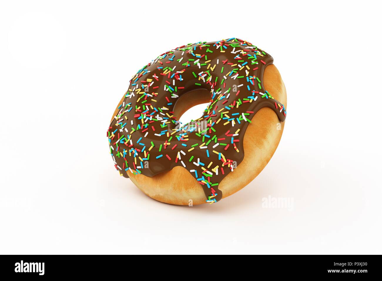 Delicious Donut with Sprinkles Isolated on White Background side view Stock Photo - Alamy