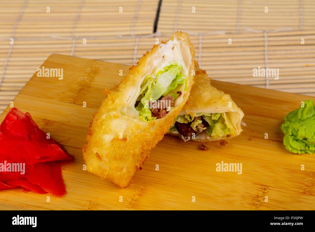 Delicious fried chicken spring roll Stock Photo - Alamy