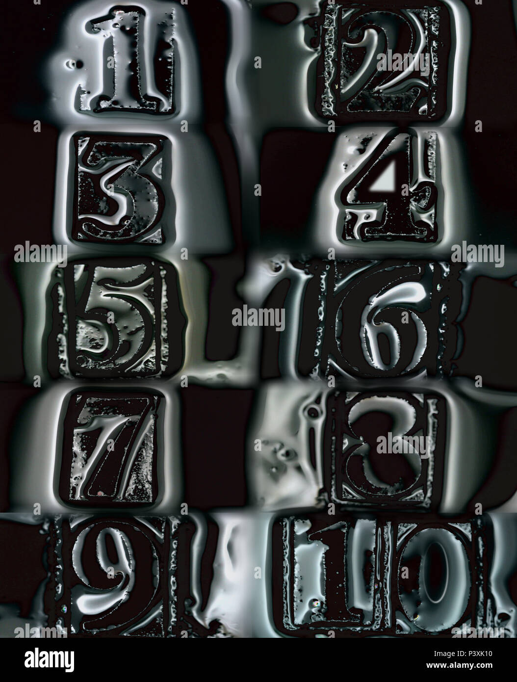 wet ink numbers 1 to 10 Stock Photo - Alamy