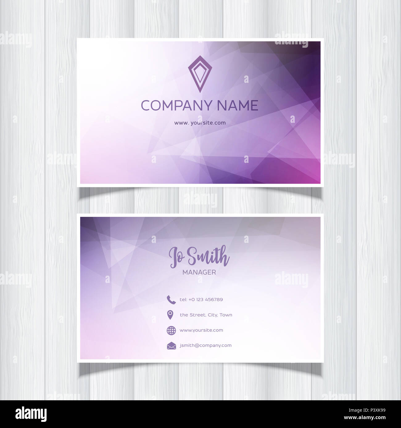 Business card layout with a geometric design Stock Photo - Alamy