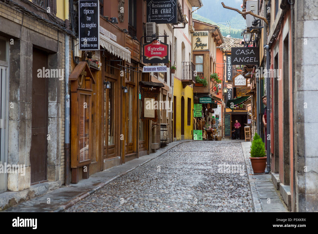 Potes, Spain - June 1, 2018: The traditional houses in the ancient ...