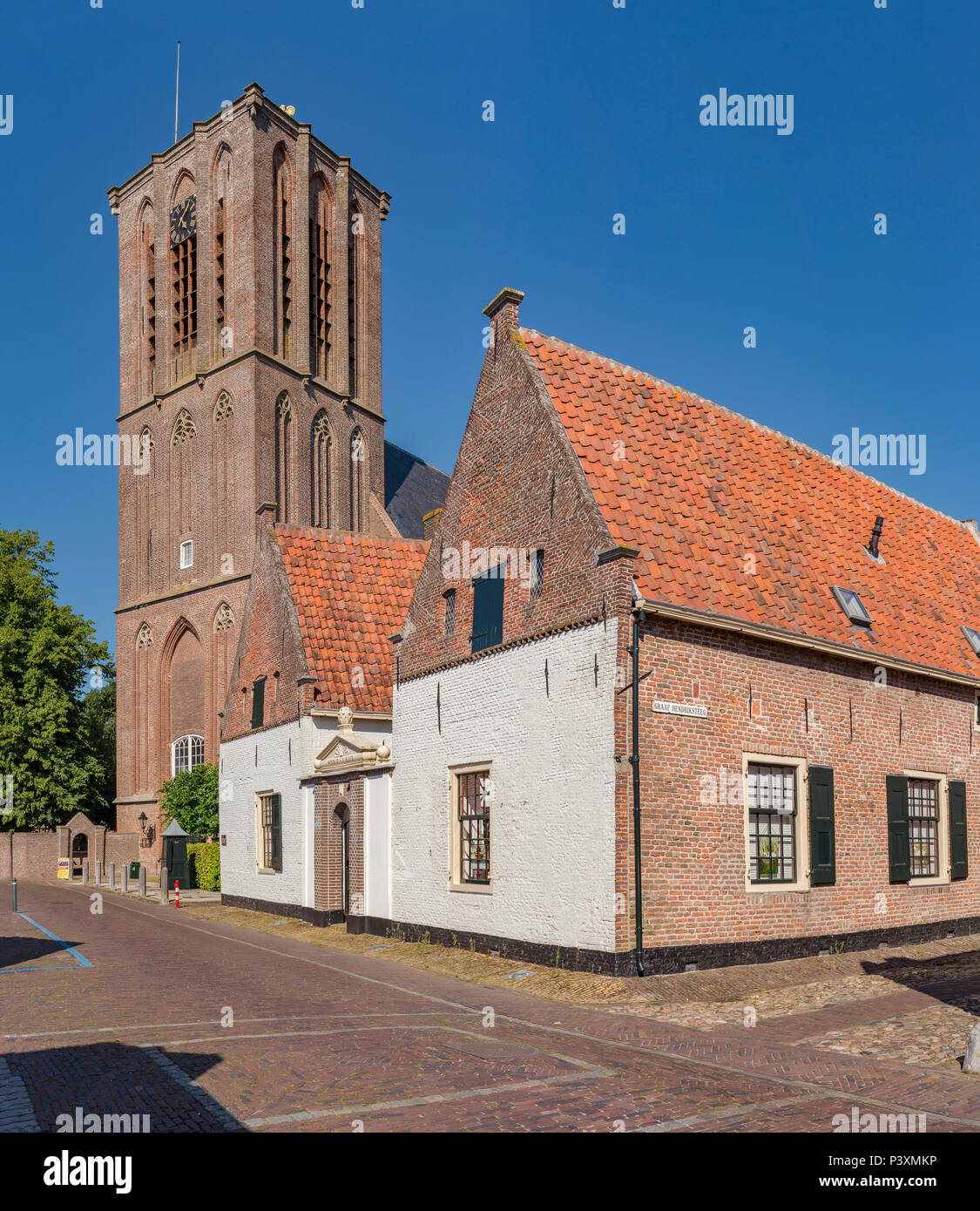 Historical and ancient houses aroud the Big Church Stock Photo - Alamy