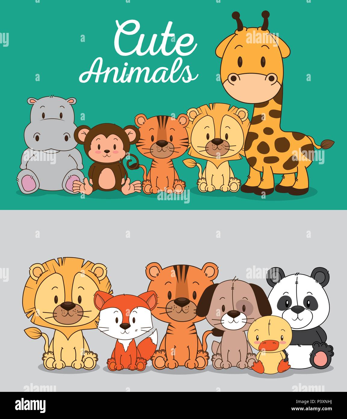 little and cute animals group Stock Vector Image & Art - Alamy