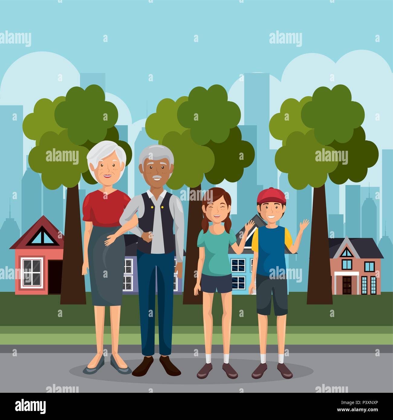 family members outdoors characters Stock Vector Image & Art - Alamy
