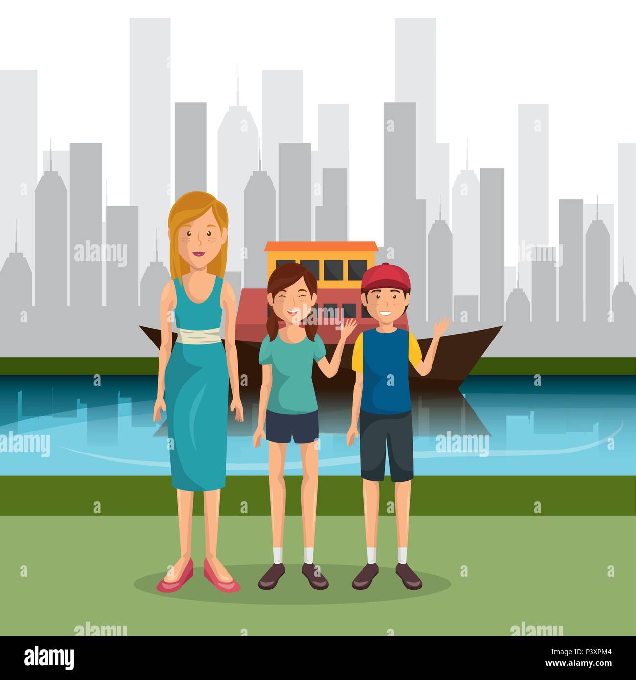 family members outdoors characters Stock Vector Image & Art - Alamy