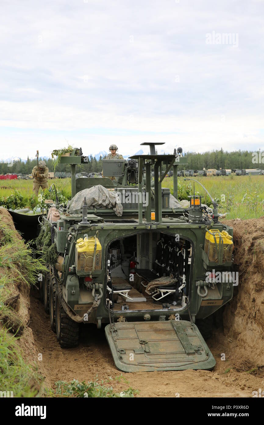 Soldiers from 1st Stryker Brigade Combat Team "Arctic Wolves", build a ...