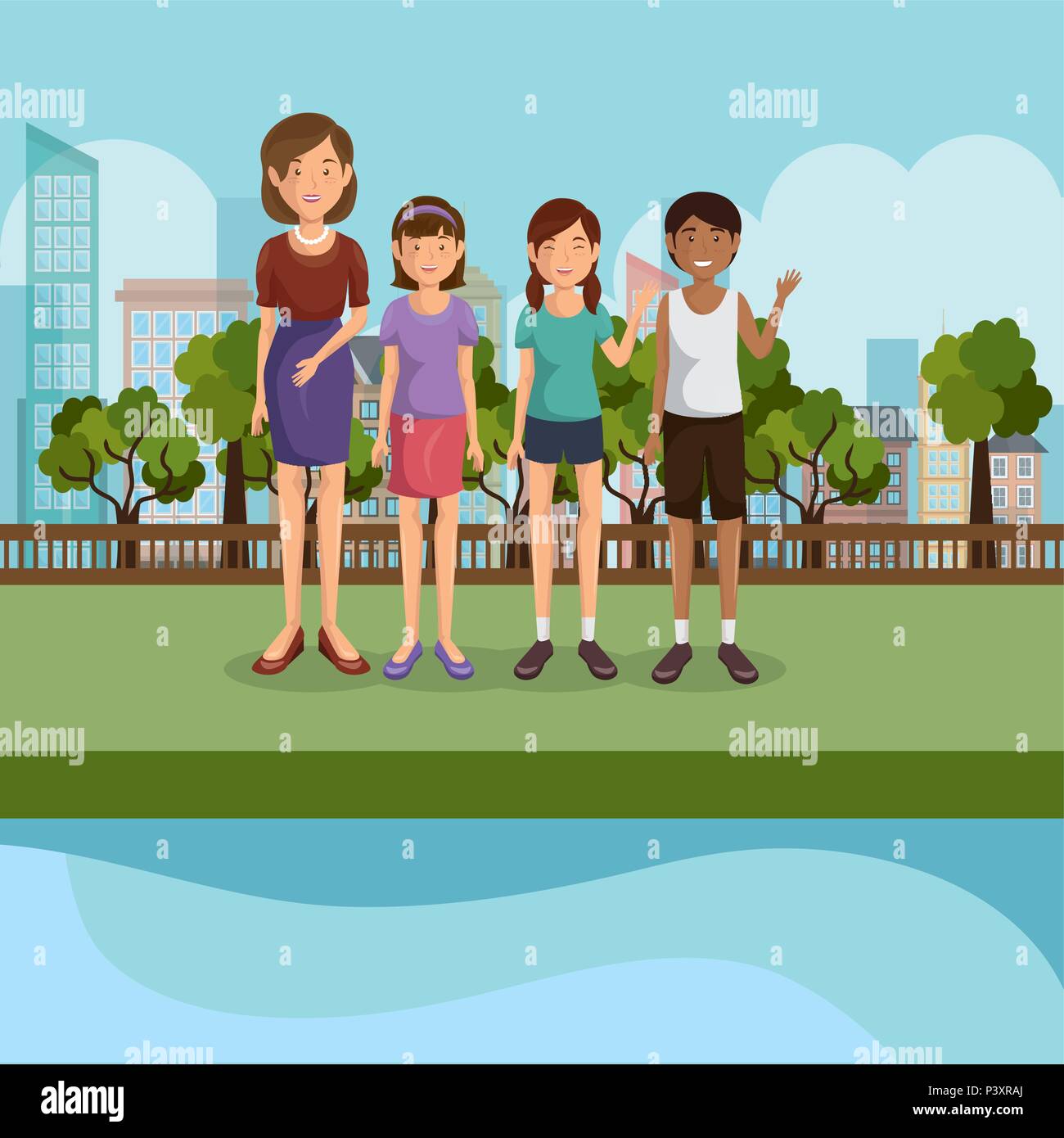 family members outdoors characters Stock Vector Image & Art - Alamy