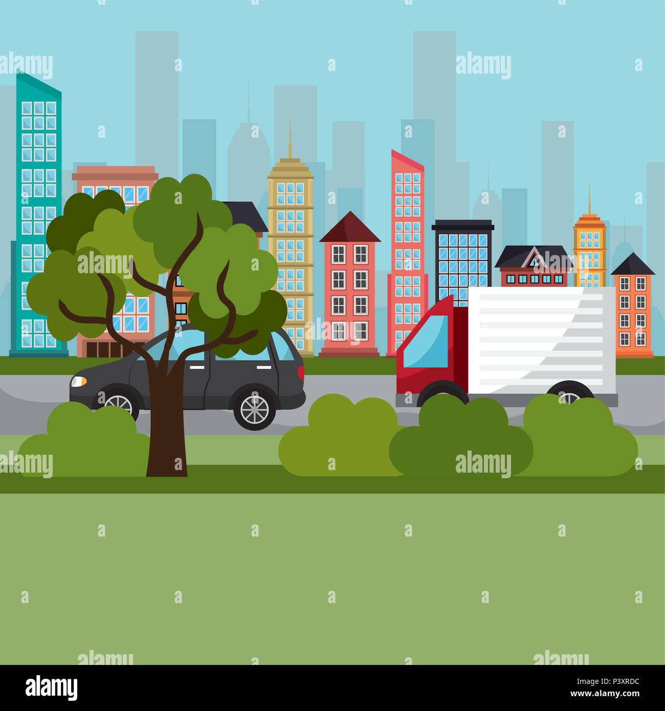 cityscape and road scene Stock Vector Image & Art - Alamy