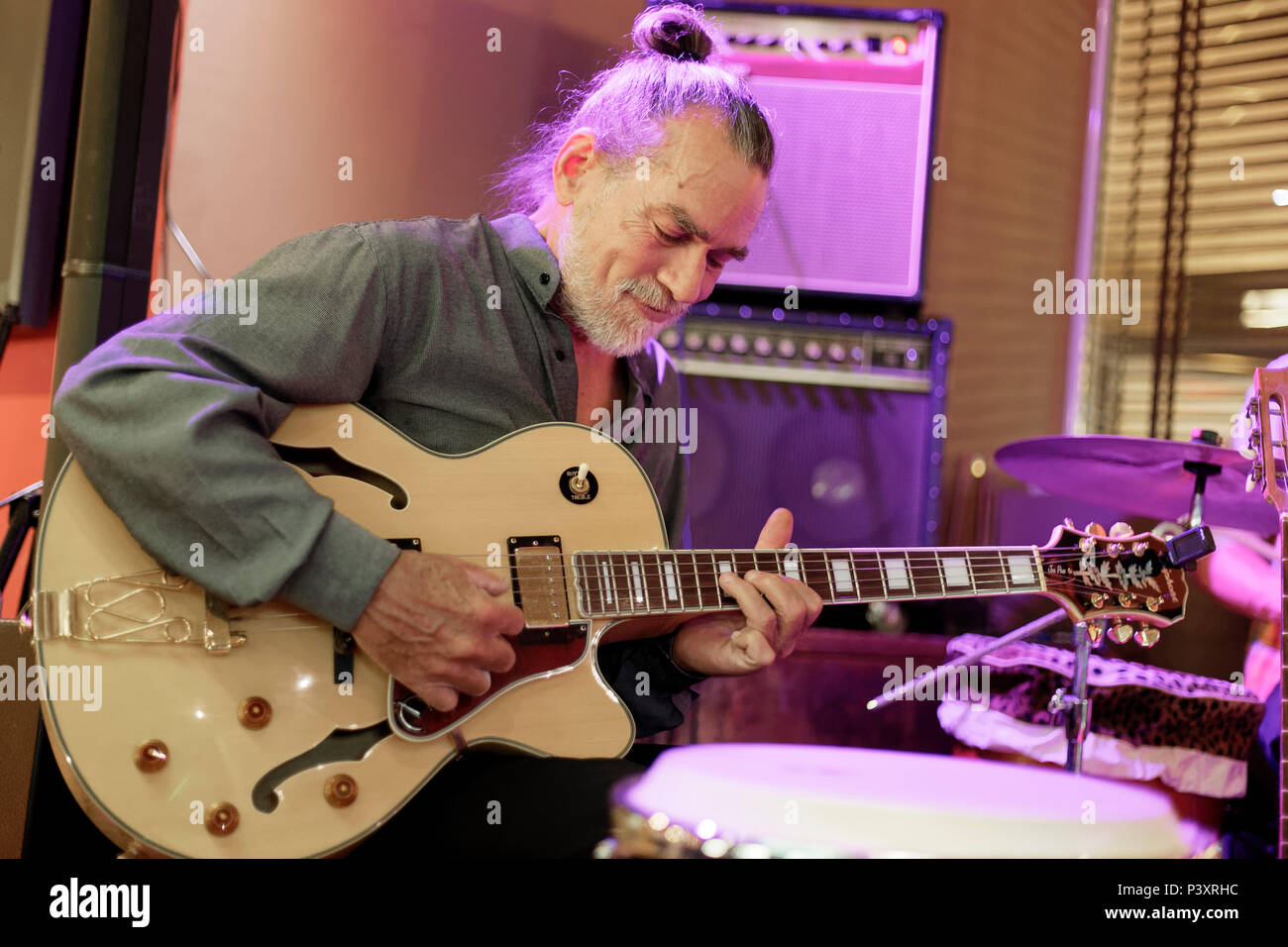 Agde, France. 15 th June, 2018. Michel Littee on the guitar Tres of the ...