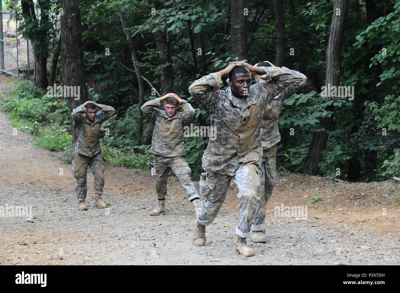Soldiers attending the Air Assault course do strength and cardio ...