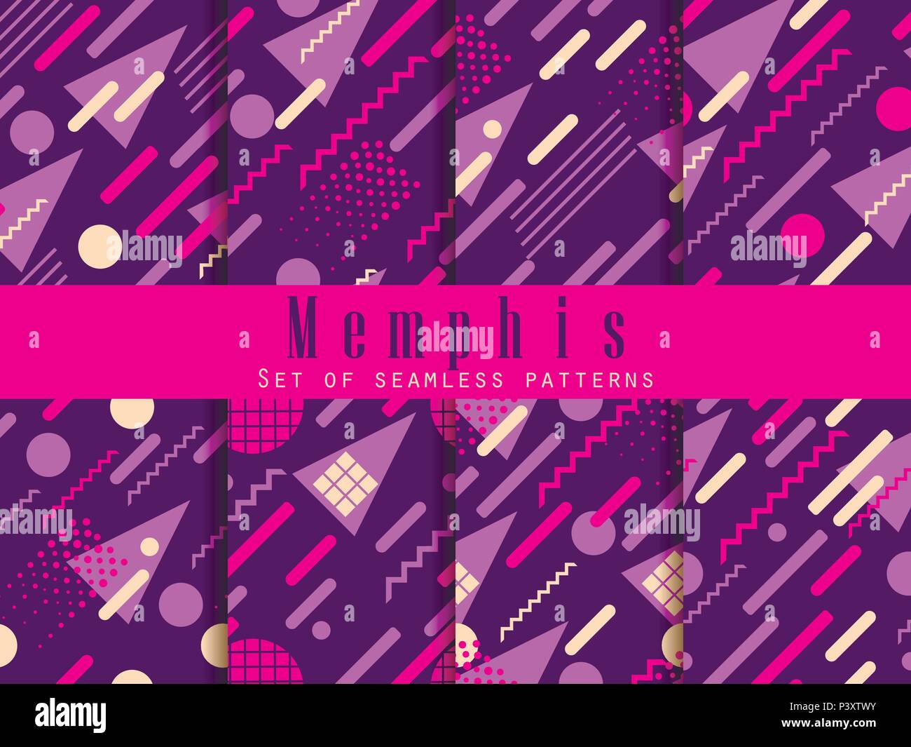Memphis seamless pattern. Geometric elements memphis in the style of 80 ...