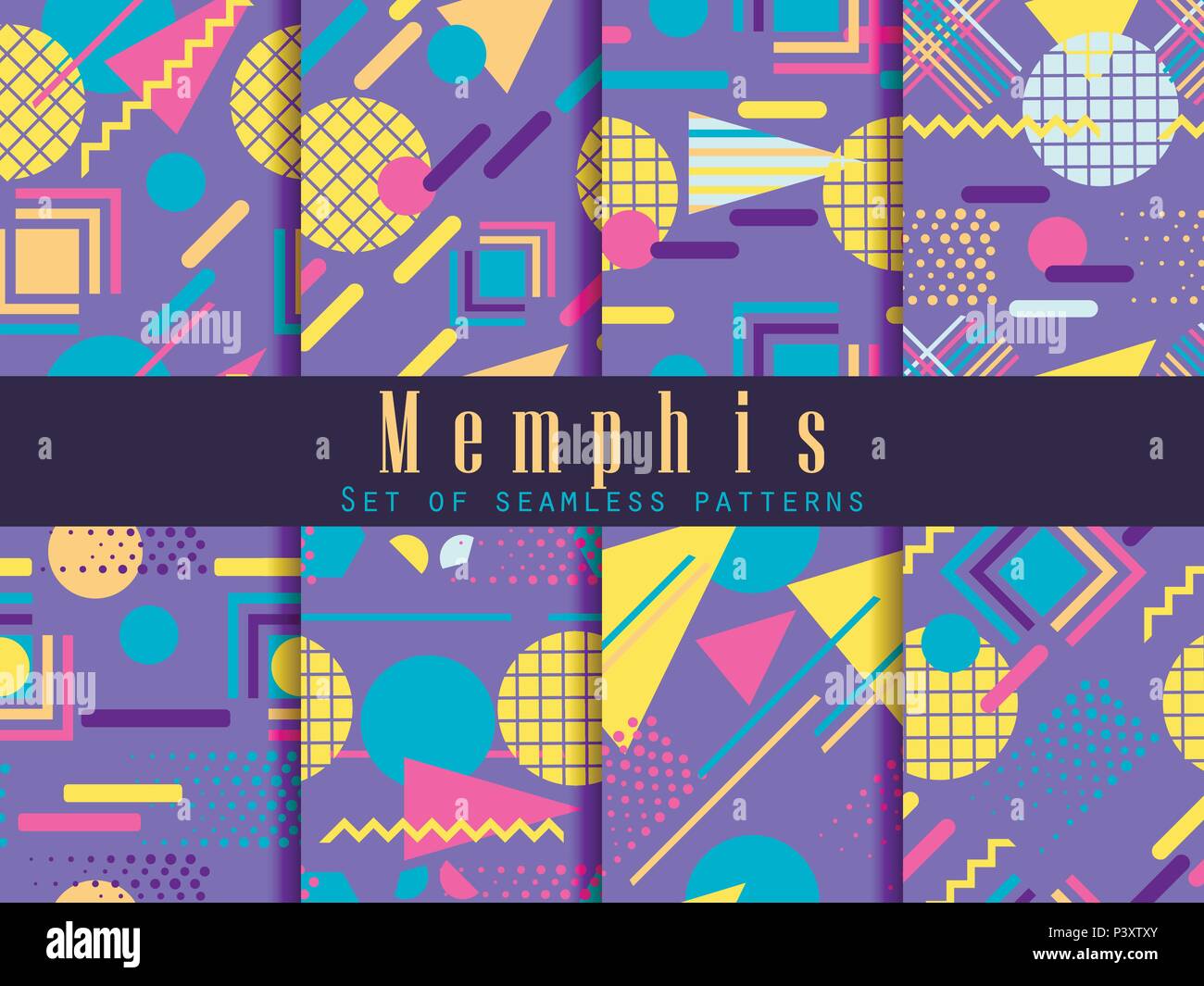 Memphis seamless pattern. Geometric elements memphis in the style of 80 ...