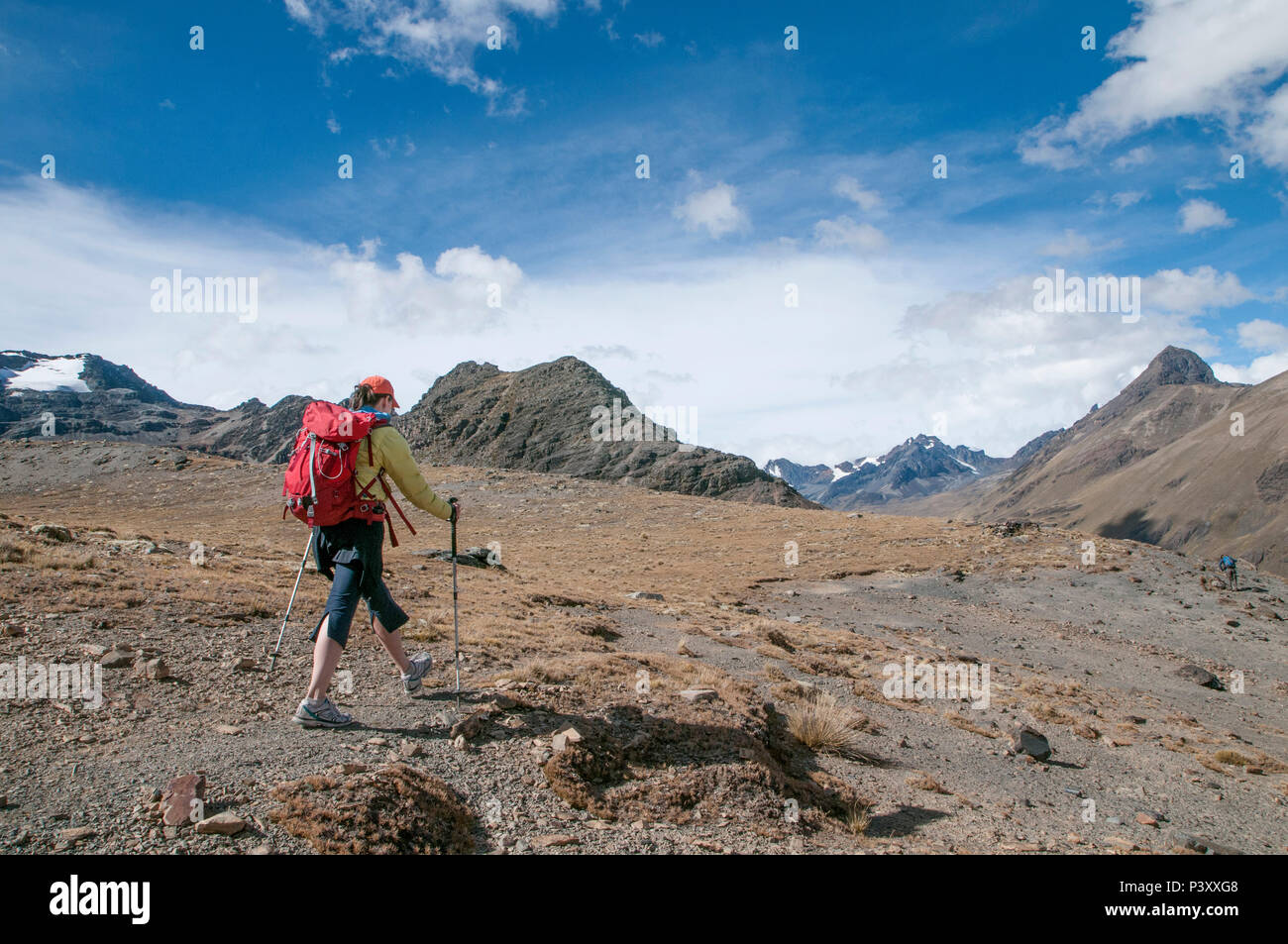 Trekking in the Cordillera Real region of the Bolivian Andes Stock ...