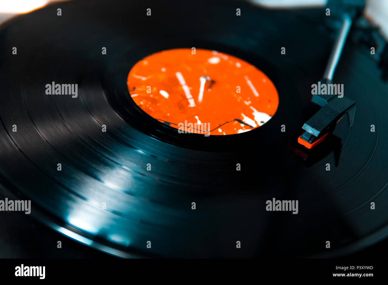 Vinyl Disc Playing on a Record Player Stock Photo - Alamy