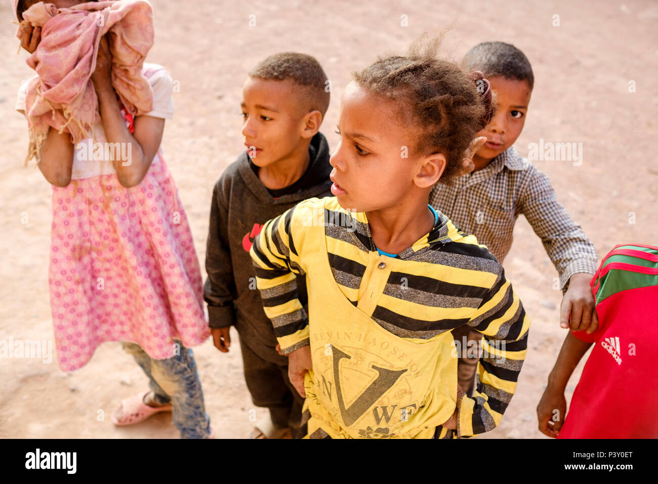Children in a small village in southern Morocco near Mhamid Stock Photo ...