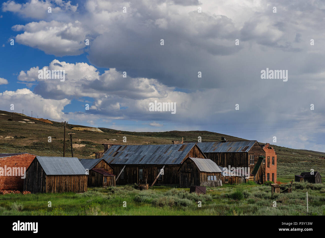 Ruined Buildings in the Californian Ghost Town of Bodie. Bodie is one ...